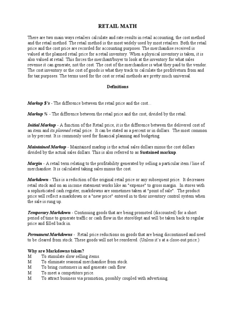 Retail-Math | PDF