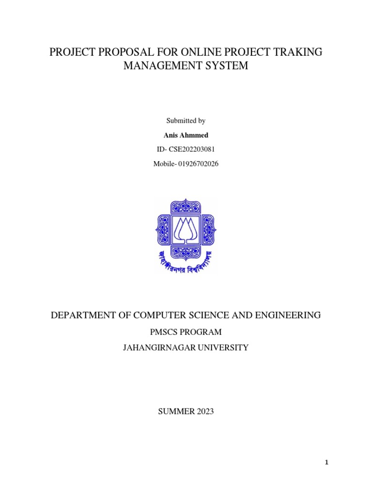 Online Project Tracking System Proposal | PDF | Software | Software ...