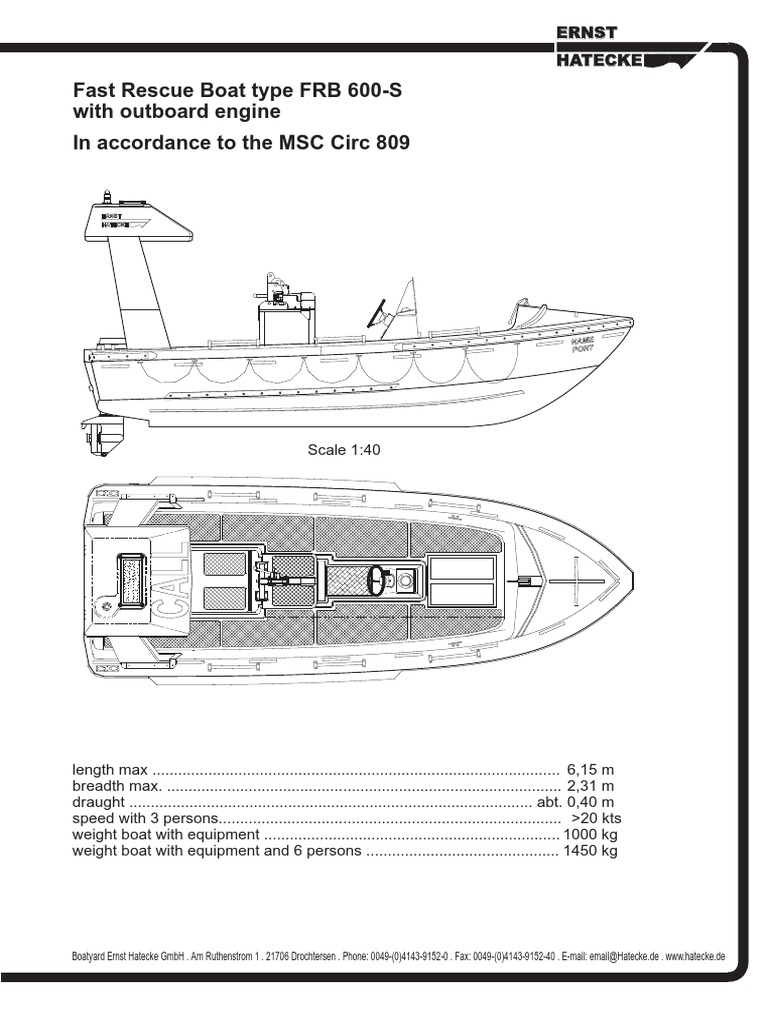 FRB 600-S Fast Rescue Boat Specifications | PDF