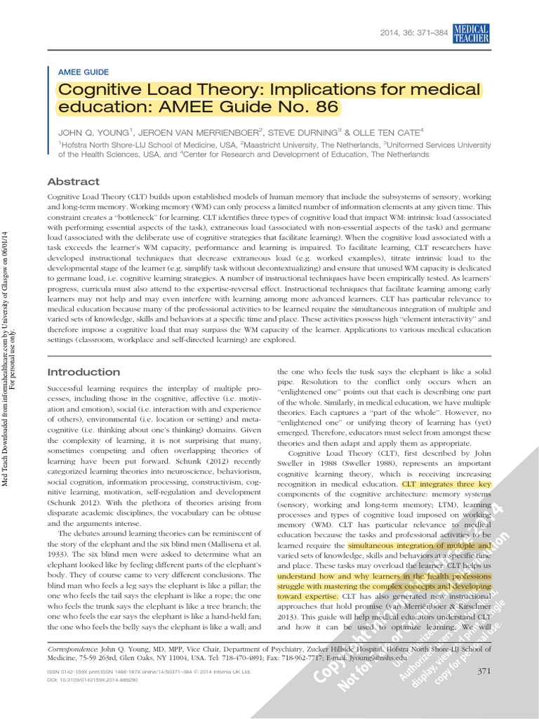 AMEE Guide 86 CLT in ME e | PDF | Learning | Memory