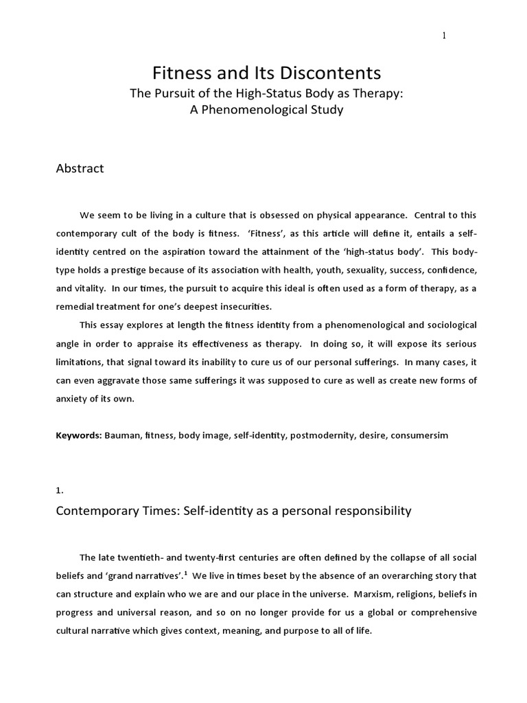 Fitness and Its Discontents Paper | PDF | Physical Fitness | Experience