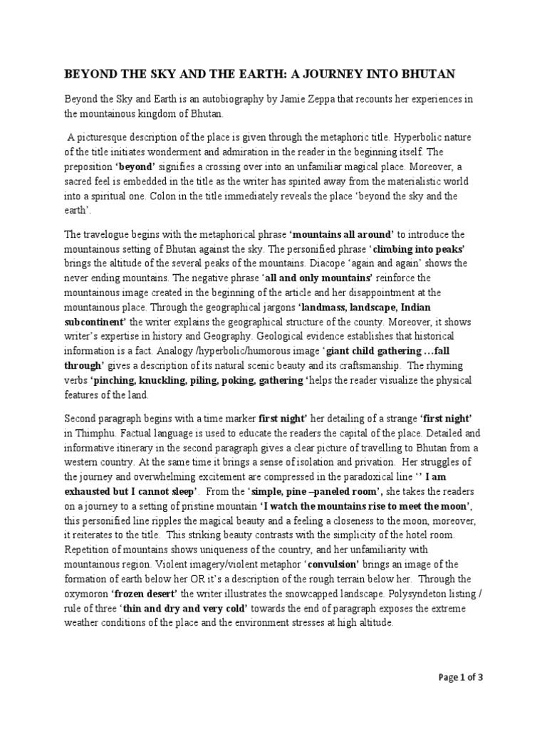 Beyond The Sky and The Earth A Journey Into Bhutan | PDF | Bhutan ...