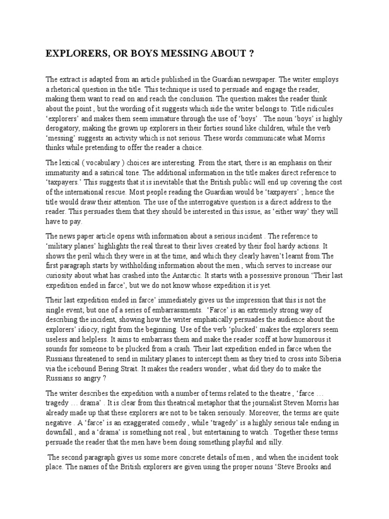 Explorers or Boys Messing About - Notes | PDF | Linguistics | Human ...