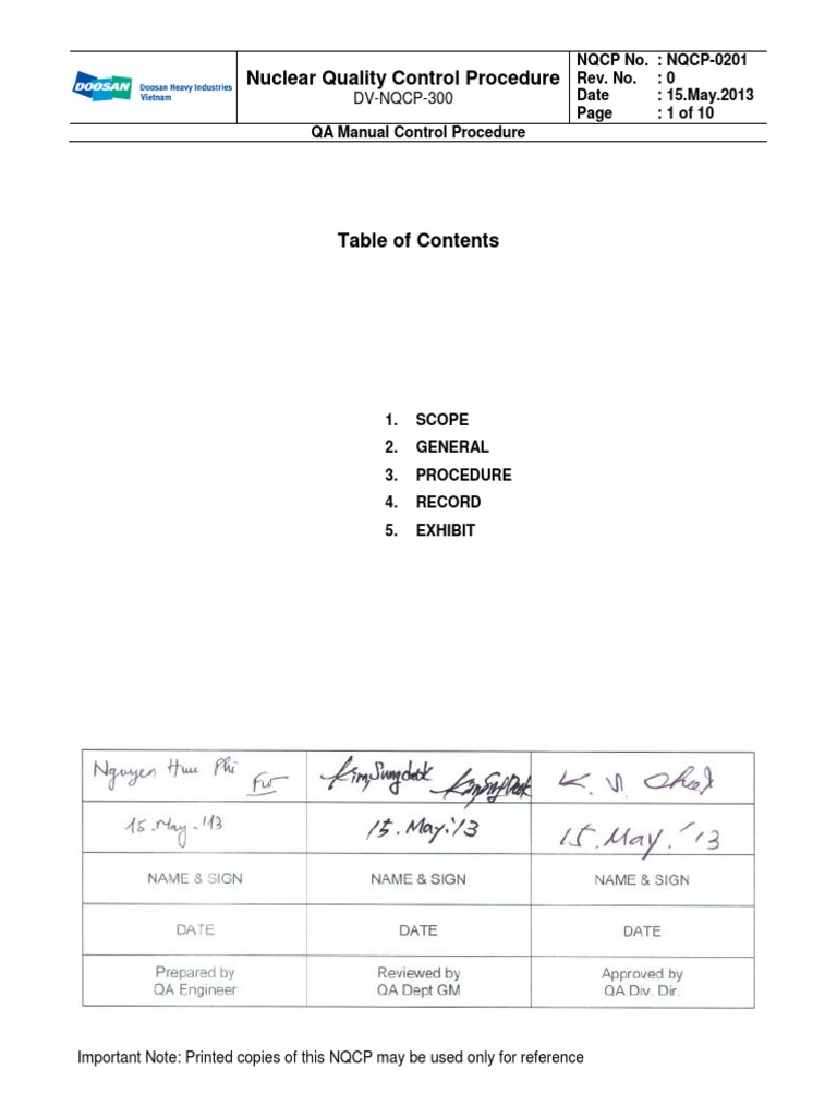 NQCP-0201 - QA Manual Control Procedure | PDF | Quality Assurance | Backup