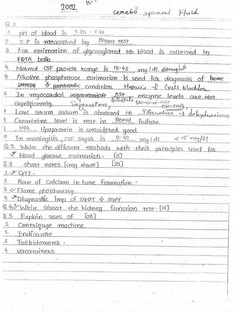 DMLT Biochemistry Paper | PDF