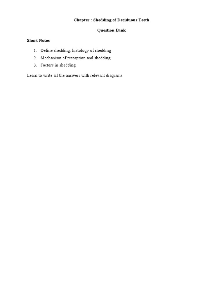 Shedding Class Notes 2022-2023 Batch | PDF | Tooth | Mouth
