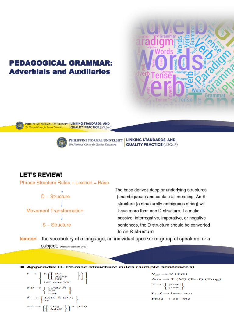Pedagogical Grammar On Adverbials and Auxiliaries | PDF | Verb ...