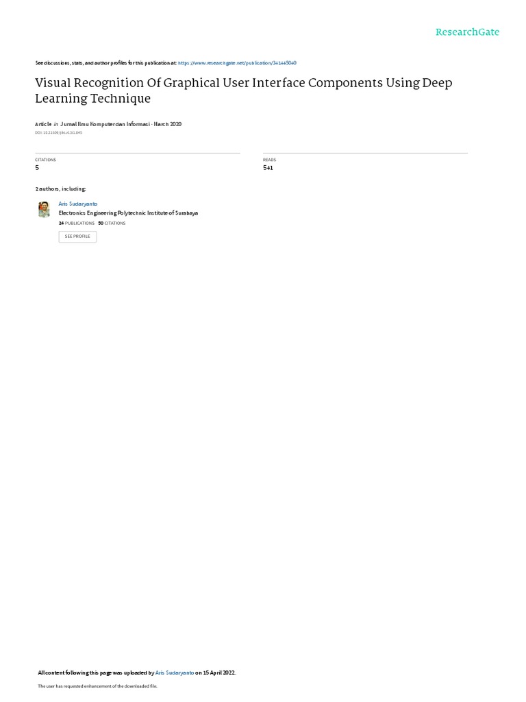 Visual Recognition Of Graphical User Interface Components Using Deep Learning Technique Pdf 