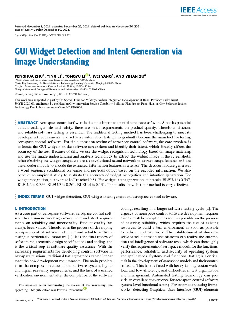 GUI Widget Detection and Intent Generation Via Image Understanding | PDF