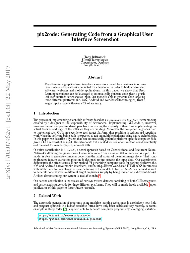 Pix2code Generating Code From A Graphical User Int | PDF | Graphical ... Pix2code Generating Code From A Graphical User Int | PDF | Graphical ...