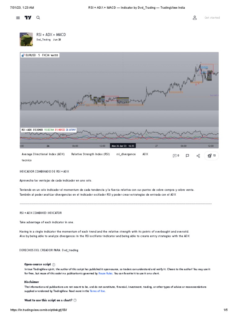 RSI + ADX + MACD - Indicator by DVD - Trading - TradingView India | PDF | Technical Analysis ...