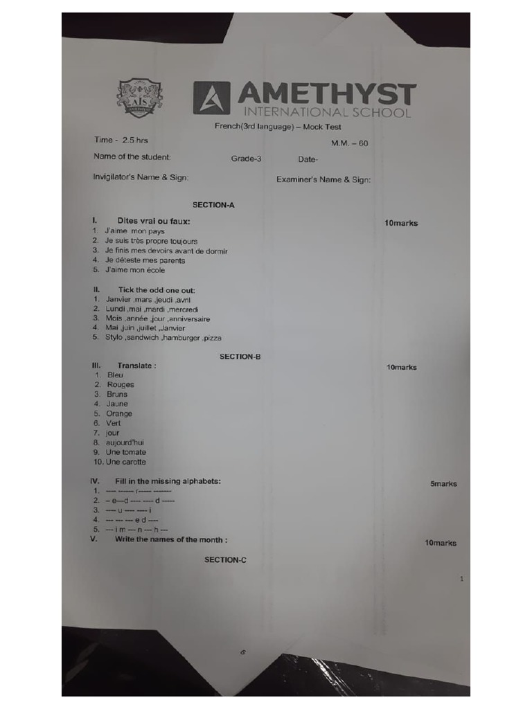 French Mock Paper | PDF