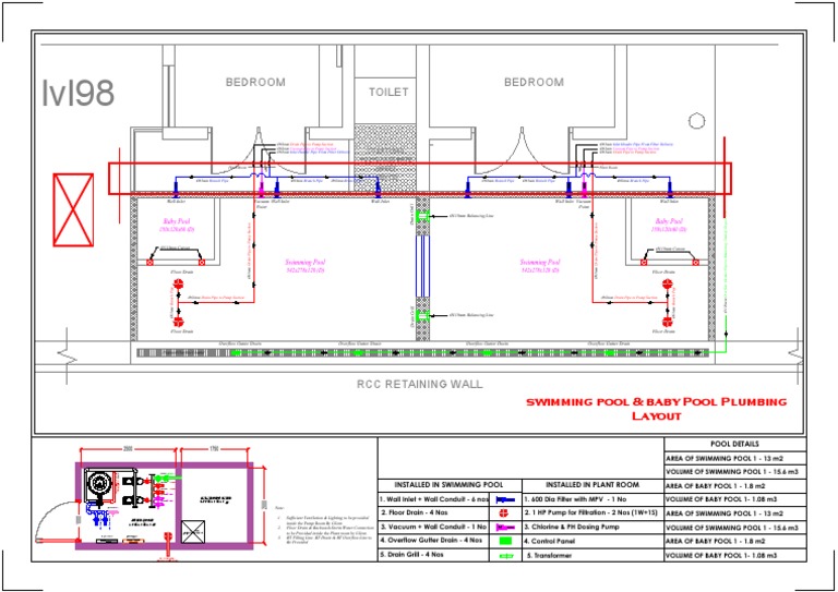 Swimming Pool + Baby Pool - Plumbing Layout 2 | PDF