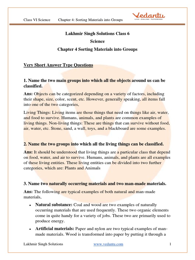 Lakhmir Singh Science Class 6 Solutions Chapter 5 | PDF | Water | Glasses