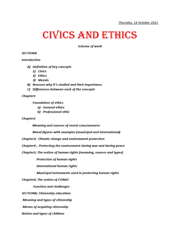 Civic and Ethics NOTES-2 | PDF | Morality | Governance