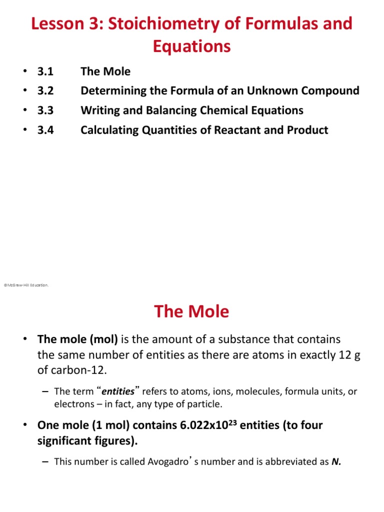 General Chemistry 1 - Lesson 3 (Stoichiometry of Formulas and Equations ...