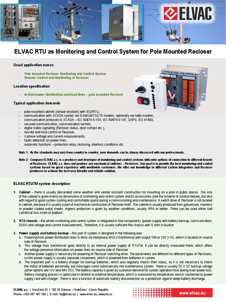 4 ELVAC RTU As Pole Mounted Recloser Control System | PDF