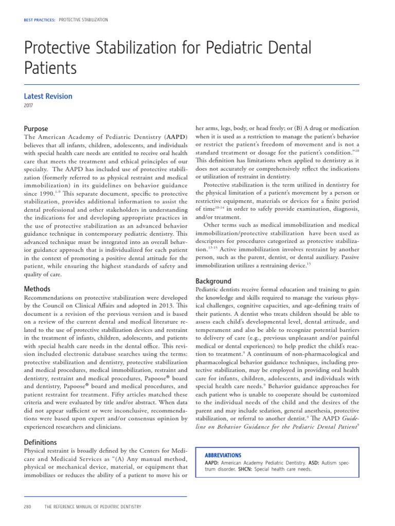 AAPD - Protective Stabilization For Pediatric Dental | PDF | Dentistry ...