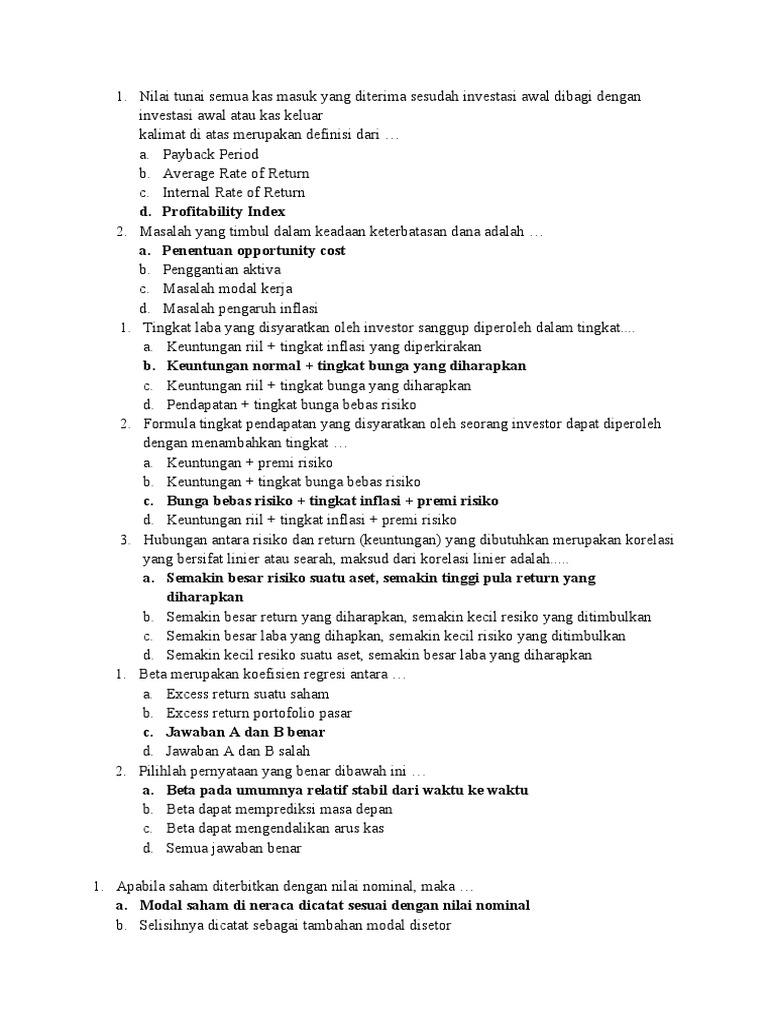Soal UAS PG Manajemen Keuangan SP | PDF