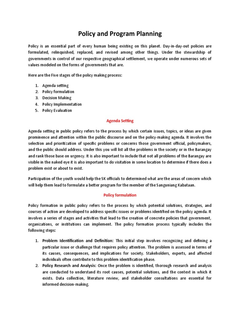 Policy Formulation | PDF | Policy | Decision Making