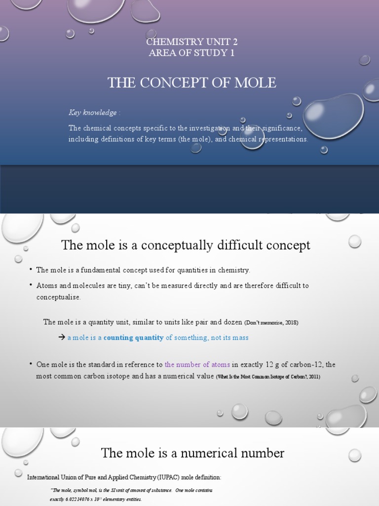 The Concept of The Mole - Chemistry | PDF