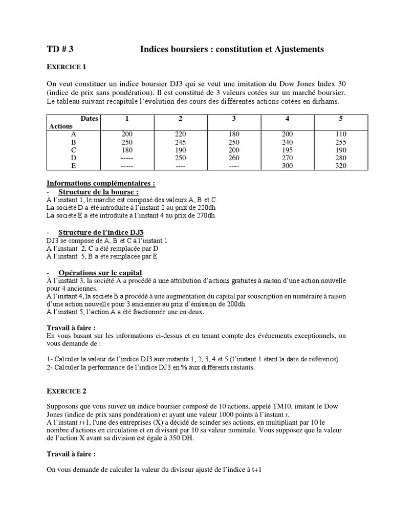 TD#3 - Indices Boursiers | PDF