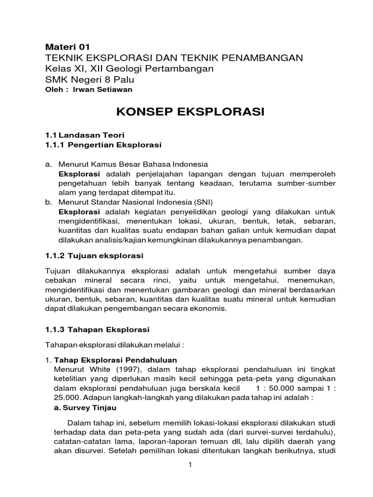 Materi 01 kONSEP eKSPLORASI PENAMBANGAN | PDF | Sains & Matematika