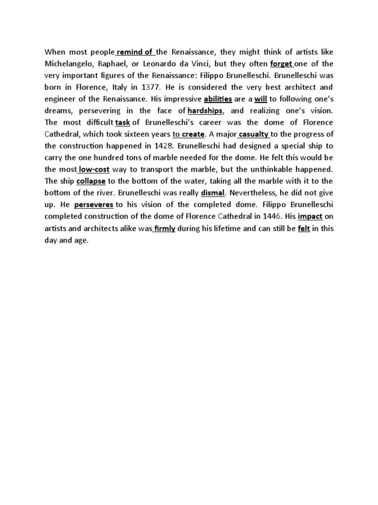 Filippo Brunelleschi: Renaissance Architect | PDF