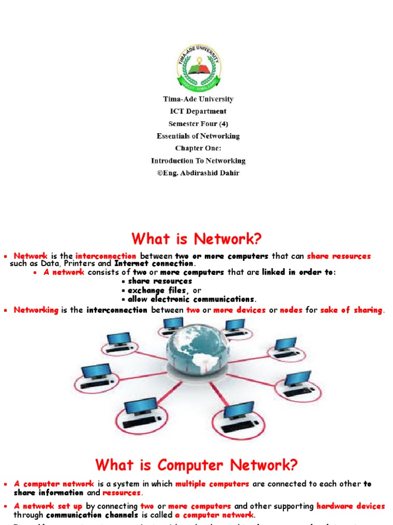 Chapter One - Introduction To Networking | PDF