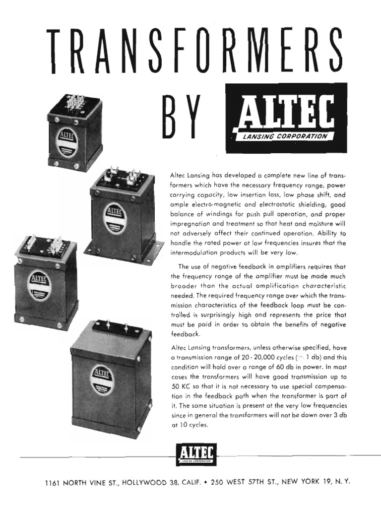 Altec Transformers | PDF | Transformer | Amplifier