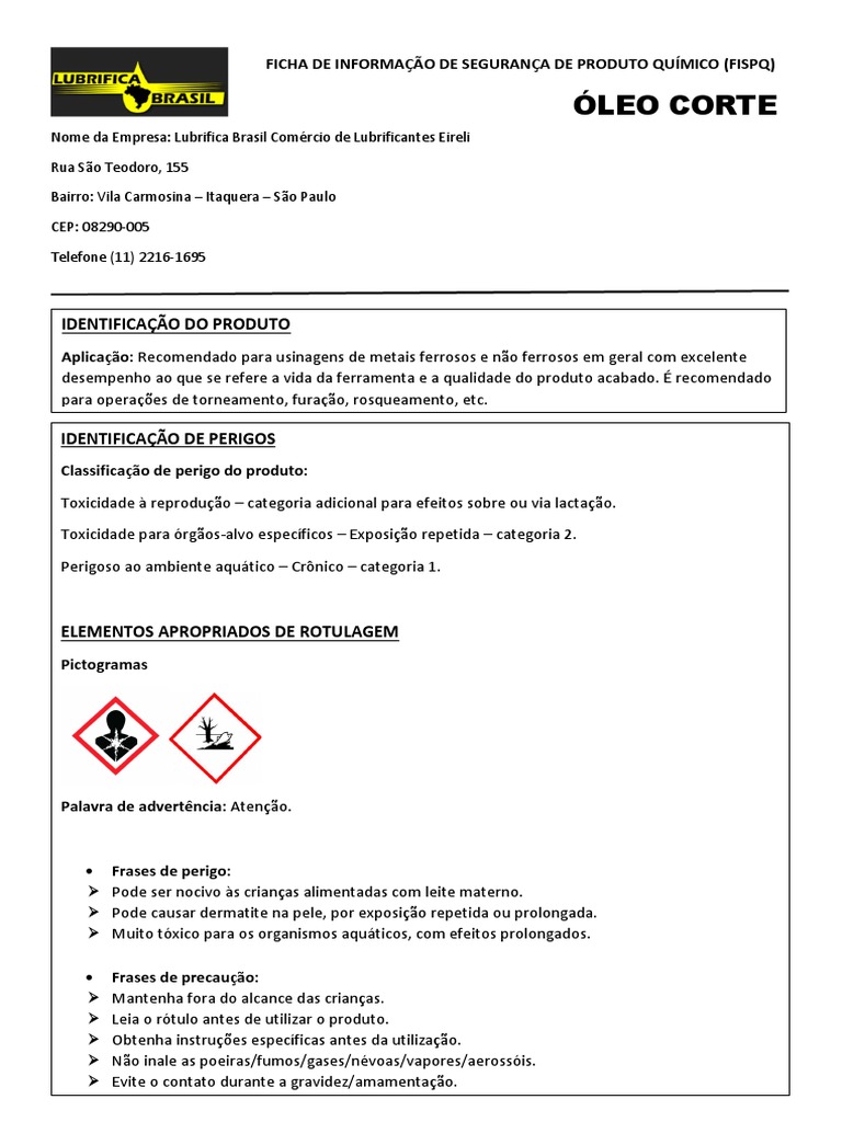 Fispq Oleo de Corte | PDF | Solubilidade | Desperdício