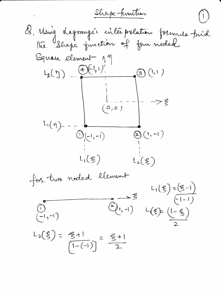 Four Noded Element Shape Function | PDF