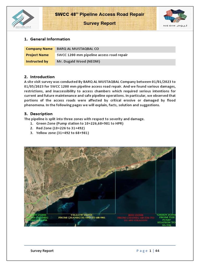 Survey Report For SWCC Pipeline Access Road | PDF | Road | Earth Sciences