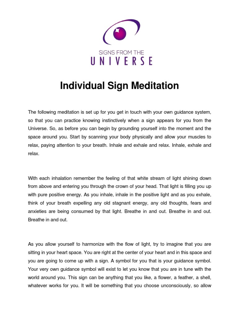 Individual Sign Meditation Day 3 | PDF