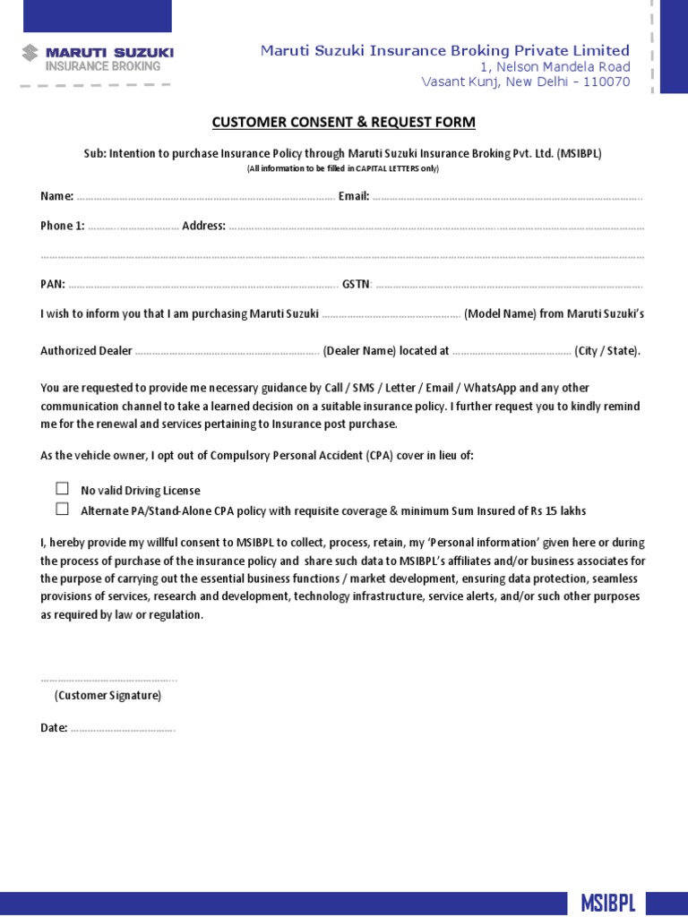 Ins Cons. Form | PDF