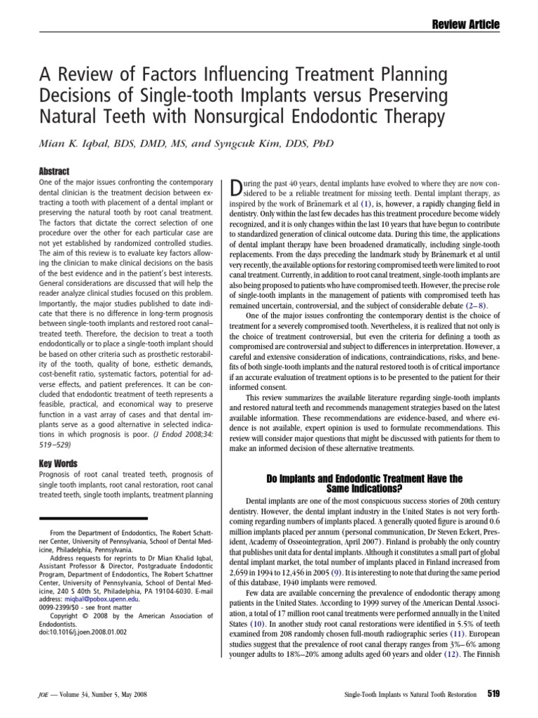A Review of Factors Influencing Treatment Planning Decisions of Single ...