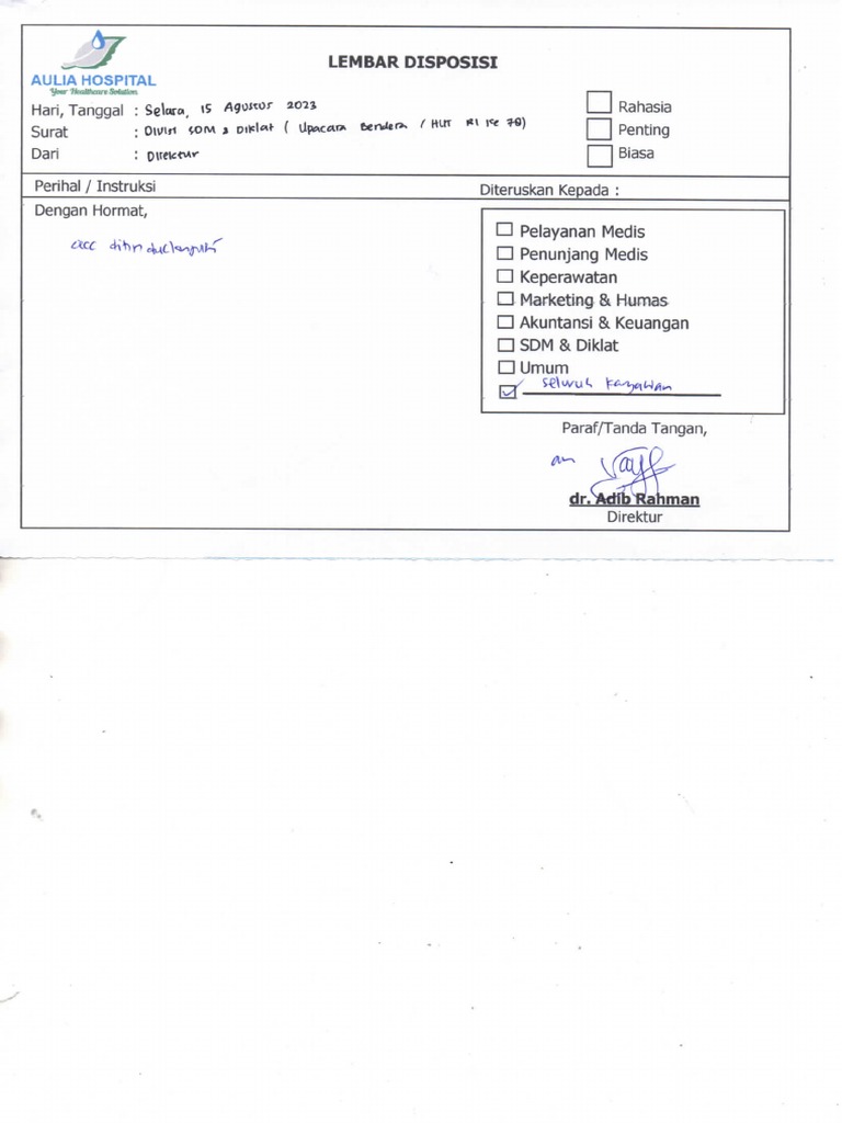 Memo Pemberitahuan Upacara 17 Agustus 2023003 | PDF