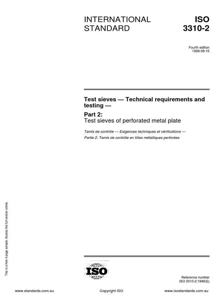 ISO 3310-2 Sieves | PDF | International Organization For ...