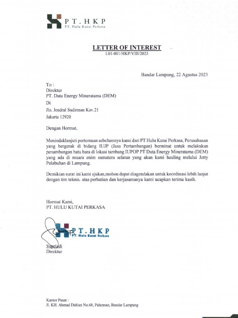 Letter of Interest | PDF