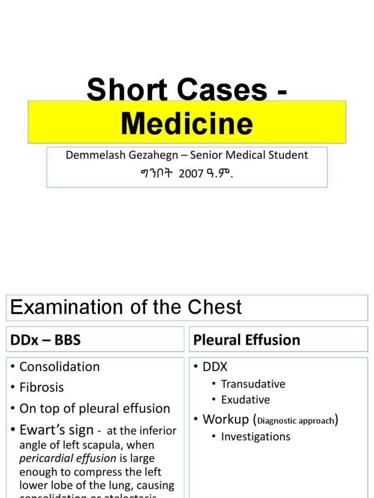 Short Cases in Pleural Effusion Diagnosis | PDF