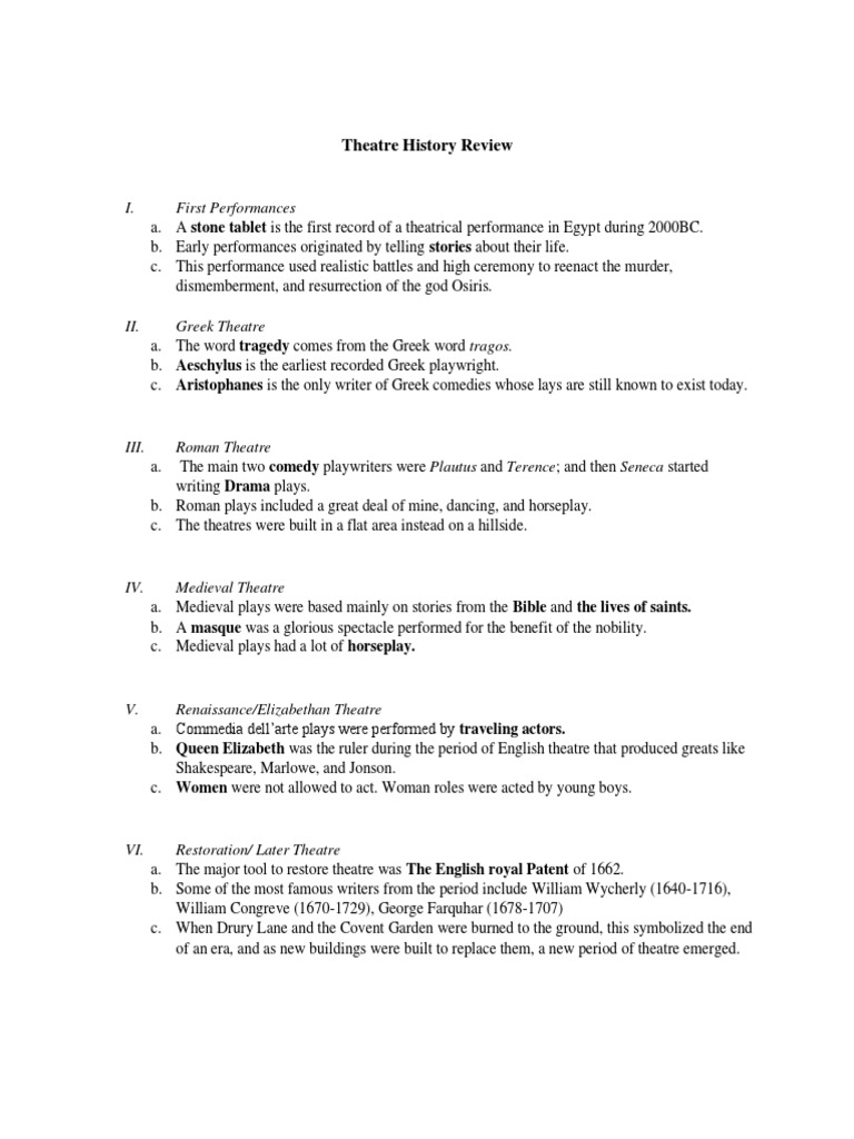 Theatre History Review | PDF | Theatre | Playwright