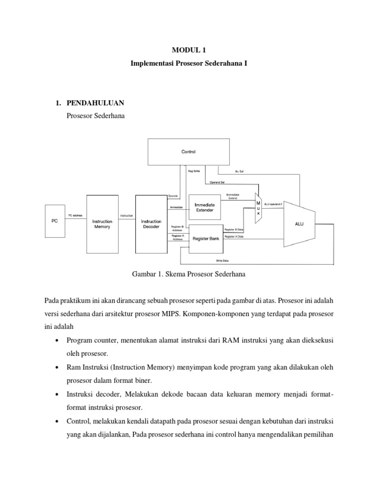 Prosesor Sederhana: Desain dan Implementasi | PDF