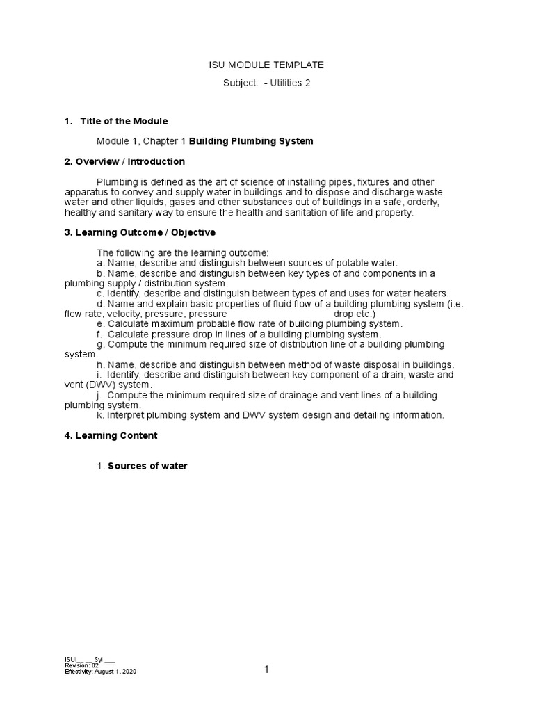 Whole Module in Utilities2 | PDF | Water Heating | Plumbing