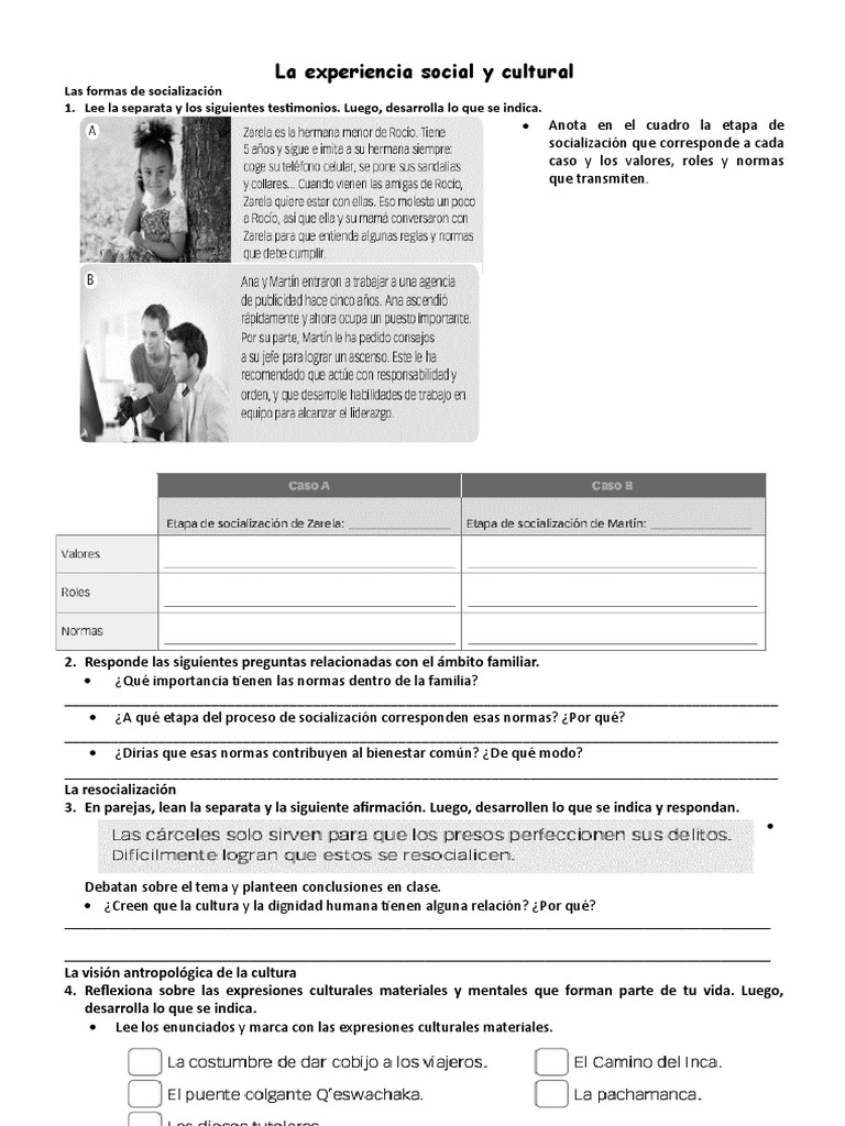 Ficha - La Experiencia Social y Cultural | PDF