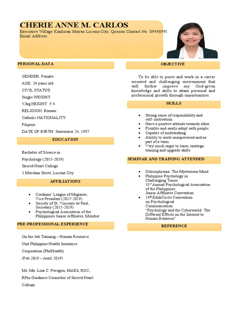 Cherie Carlos RESUME | PDF | Career & Growth