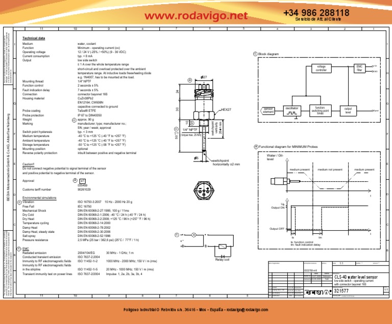 Sensor Nivel cls40 Bedia | PDF | Electrical Engineering | Electricity