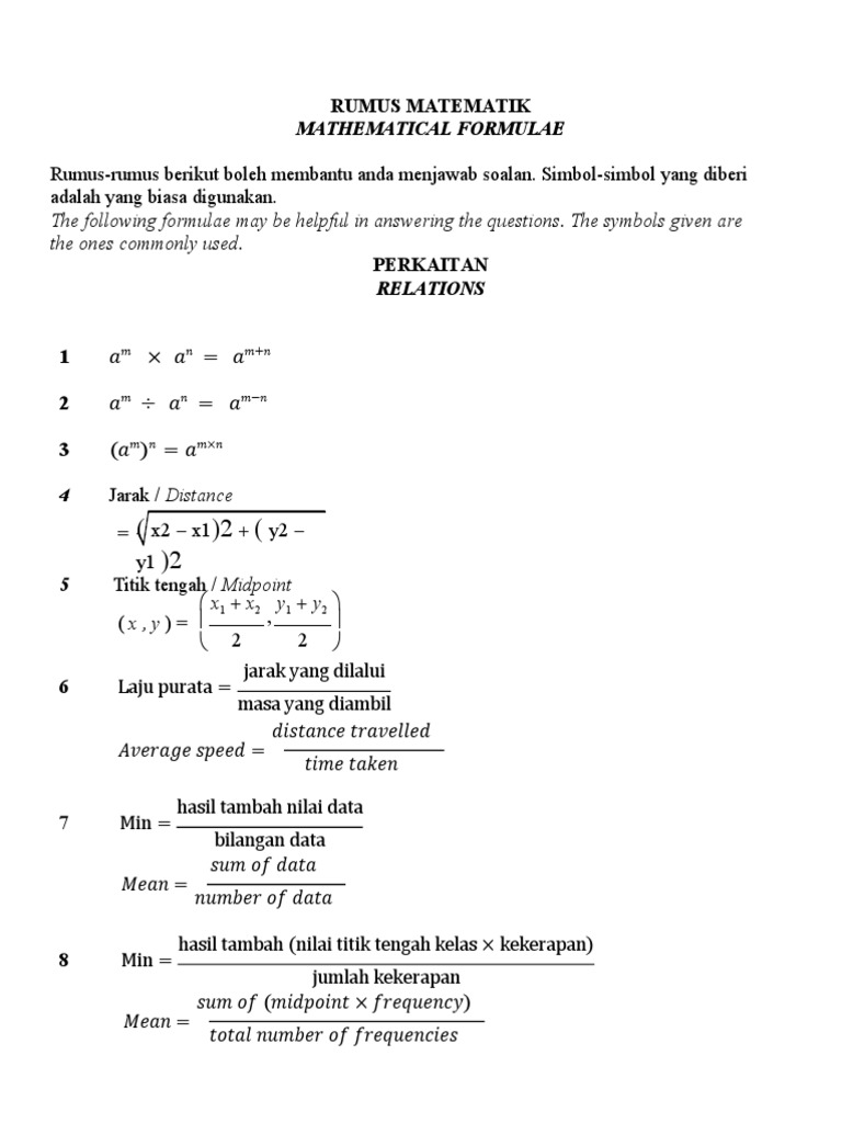 Rumus Math Pt3 | PDF
