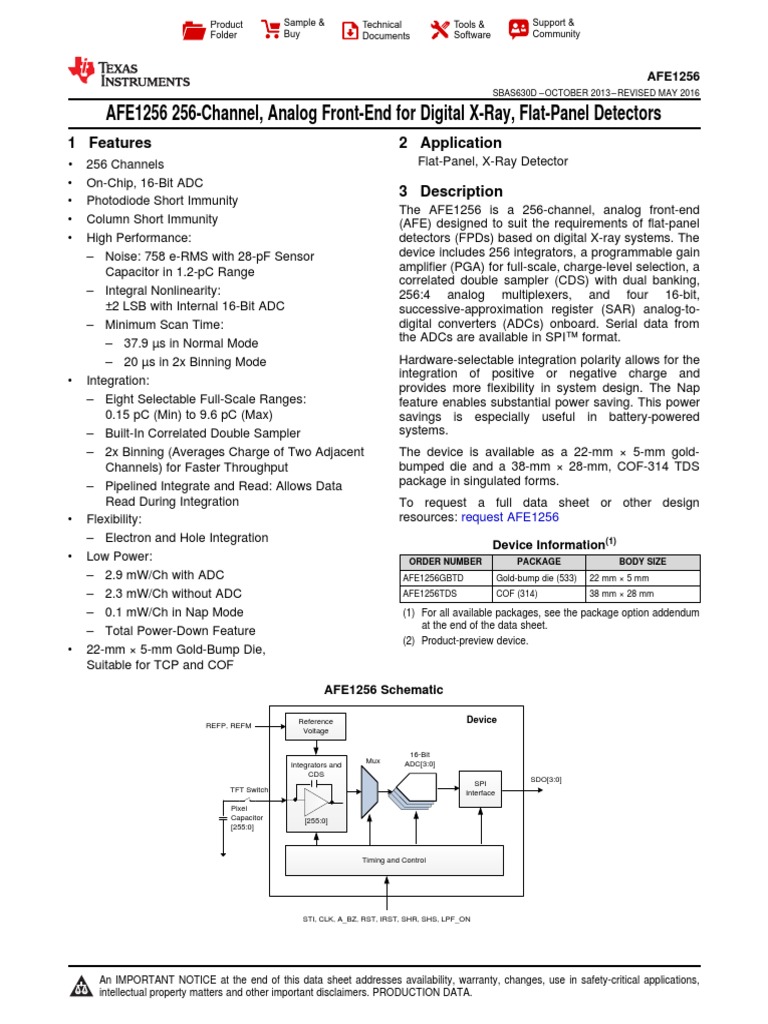 TI ADC CHIP AFE Manual 1256 | PDF