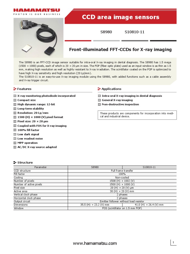 Hamamatsu X-Ray Sensor CCD-s8980 - s10810 - Kmpd1123e | PDF