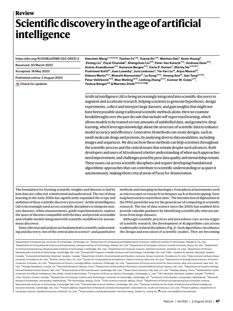 Scientific Discovery in The Age of Artificial Intelligence | PDF